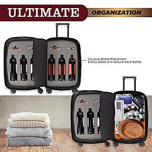 Vino Via - Six Bottle Wine Luggage, TSA Approved Anti-Theft Double Zipper Wine Suitcase for Air Travel, Lightweight Polycarbonate Hard Shell Luggage - Carries 6 Bottles