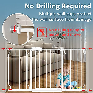 flower frail 57.5-62 Inch Extra Wide Baby Gates for Stairs Doorways Pressure Mount No Drill Dog Pet Gate Automatic Close Child Safety Gate for Toddler Kids Pets
