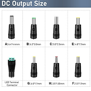 Universal AC Adapter, 30W Universal 3V 4.5V 5V 6V 7.5V 9V 12V AC/DC Adapter Switching Power Supply with 8 Selectable Adapter Head, for 3V to 12V Household Electronics - 2500mA Max
