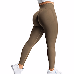 YEOREO Amplify Leggings for Women Seamless Scrunch Leggings Butt Lifting Gym High Waisted Athletic Leggings Coffee