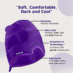 Magic Gel Migraine Ice Head Wrap | Real Migraine & Headache Relief | The Original Headache Cap | Cold, Comfortable, Dark & Cool; Endorsed by Physicians, Loved by Thousands - (Purple)