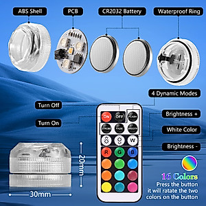 Mini Submersible LED Lights, Waterproof LED Tea Lights Candle with Remote Battery Operated,RGB Color Changing for Vase Home Party Wedding Table Centerpieces