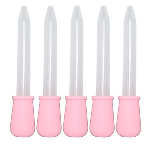 5pcs Pipettes, 5ml 120mm Length Silicone Eye Dropper, DIY Transfer Pipettes for Scientific Experiments, Paint and Glue, Food Decoration, Essential Oil, Arts and Crafts Projects(Pink)