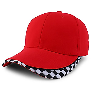 Armycrew Racing Flag Designed Bill Structured Baseball Cap - Red
