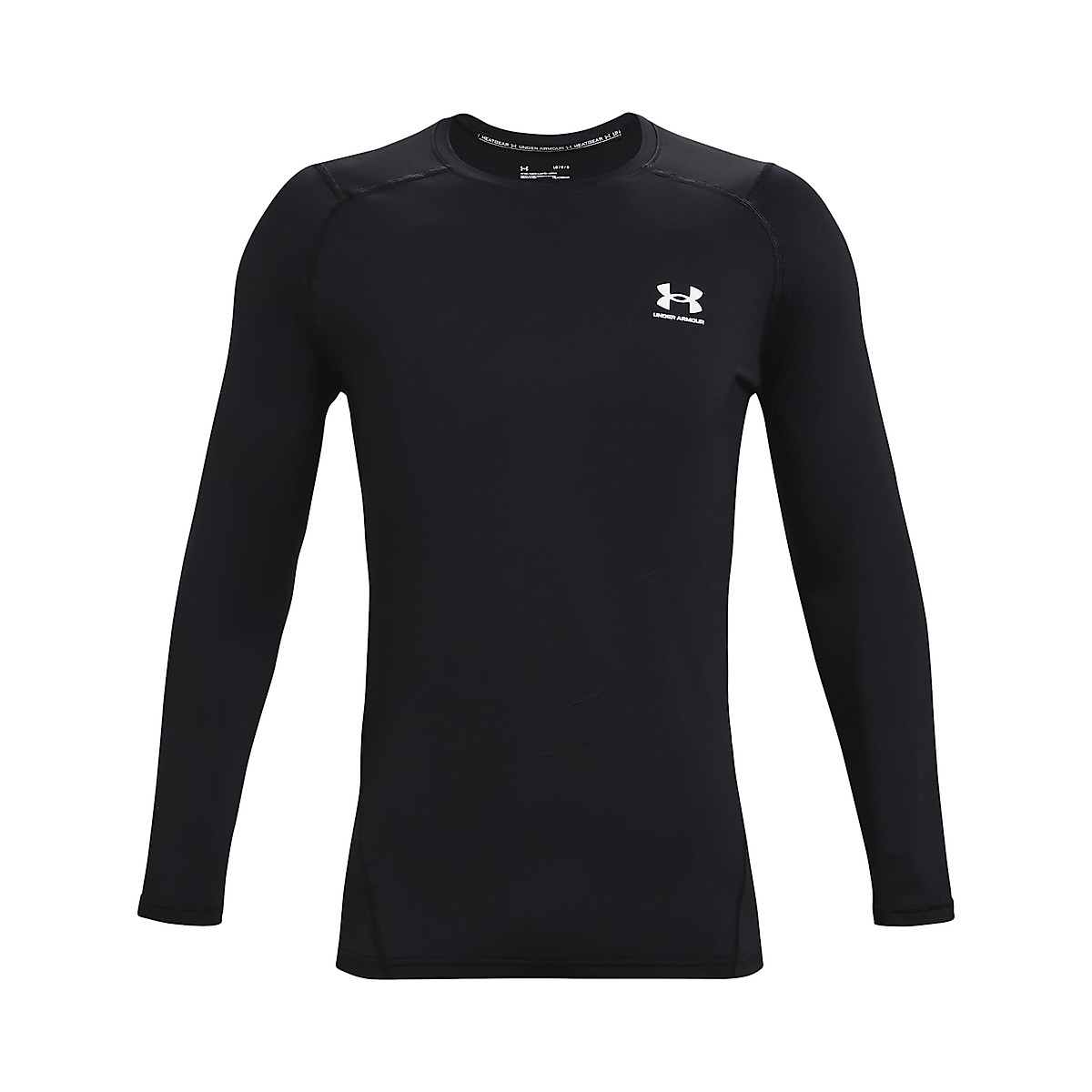Under Armour Men's Armour HeatGear Fitted Long-Sleeve T-Shirt , Black (001)/White , Large