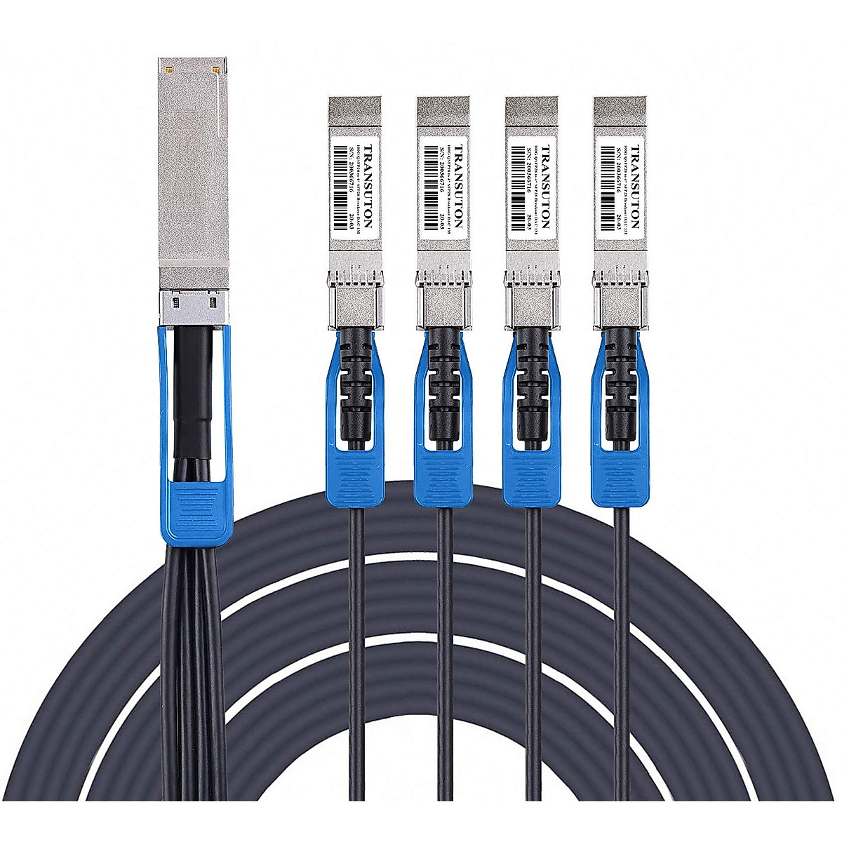 TRANSUTON 100G QSFP28 Breakout DAC Cable | QSFP28 to 25G SFP28 Passive Direct Attach Copper Twinax Cables for Cisco QSFP-4SFP10G-CU5M, 5-Meter(16.4ft)