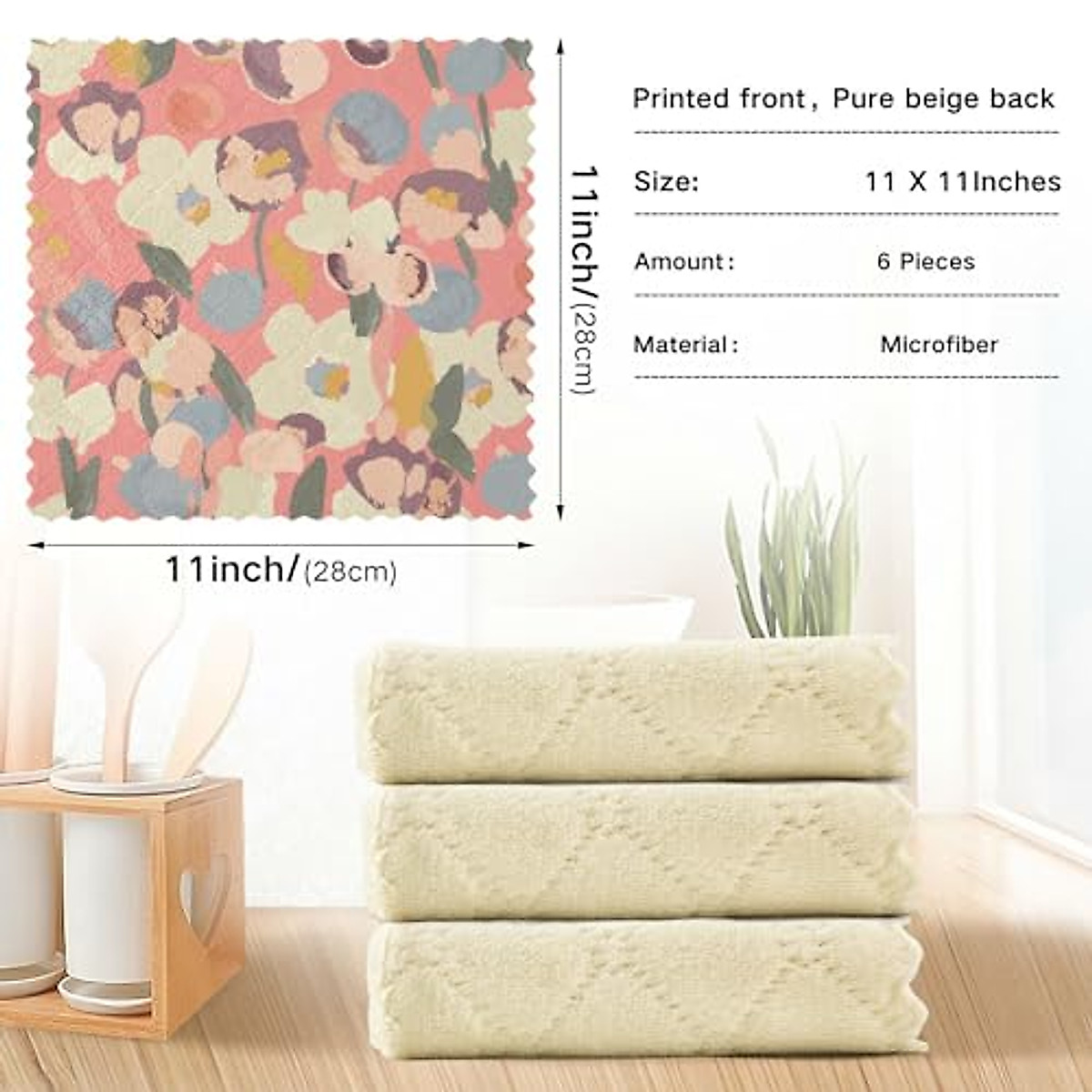 Seamless Pattern Colorful Abstract Flowers Towels for Drying Dishes Design Tea Towels for Kitchen Terry Dish Cloths for Kitchen Turkish Hand Towels Kitchen