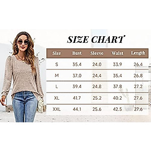 BZB Long Sleeve Tunic Tops for Women Fall Cute Square Neck Shirts Cozy Sweatshirts Khaki M