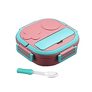 LVOERTUIG 550ML Stainless Steel Bento Insulated Lunch Box for Kids Toddler Girls, Eco Metal Portion Sections Leakproof Lid,Pre-School Kid Daycare Lunches and Snack Container Outdoor Picnic