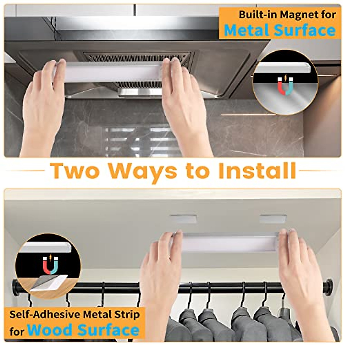 Under Cabinet 96 LED Rechargeable Magnetic Lights for Kitchen with Motion Sensor