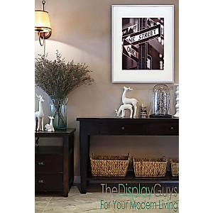 TheDisplayGuys - Contemporary Aluminum Picture Frame - Tempered Glass - 16 X 20 matted to 11 X 14 - Silver - Wall Hanging