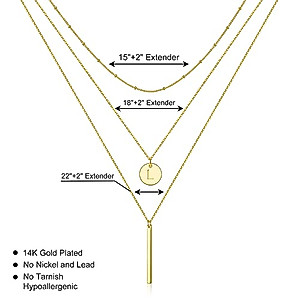 Vjoypro Gold Necklaces for Women Trendy, 14K Gold Plated Initial L Letter Gold Layering Y-Necklaces Coin Pendant Necklace Dainty Bar Trendy Long Necklaces Jewelry Gifts for Women Teen Girls