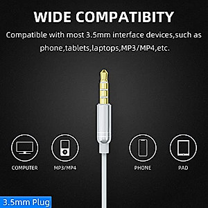Wired Earbuds In-Ear Headphones with Microphone,HiFi Stereo Ear Phones-Powerful Bass Ear Buds-Tangle-Free Cord-3.5mm Jack Earphones-Comfortable&Compatible with iPhone iPad Laptop Android School Sports