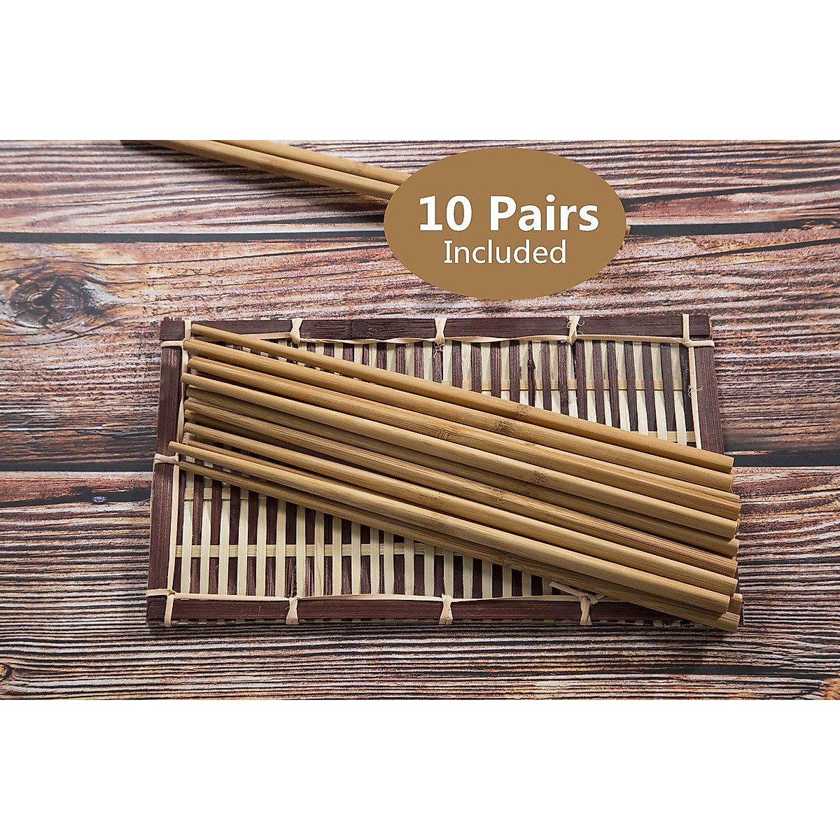 Bamboo Chopsticks Reusable Dishwasher Safe Natural Chinese Health Wooden Bamboo Chopsticks,Long 10 Pairs Sets for Restaurant Home Use Premium Material