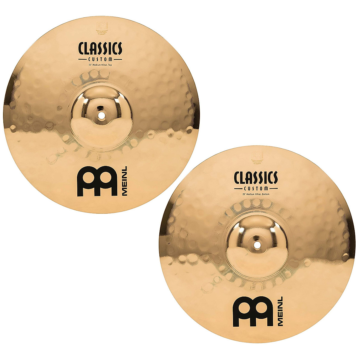Meinl 15" Medium Hihat (Hi Hat) Cymbal Pair - Classics Custom Brilliant - Made in Germany, 2-YEAR WARRANTY (CC15MH-B)