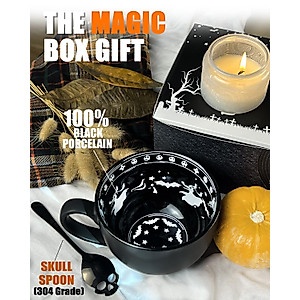 Christmas Gifts, Nightmare Midnight Skull Coffee Mugs with Spoons, Halloween Birthday White Elephant Weird Gifts for Women Men Girl Friends, Halloween Spooky Witchy Gothis Decor Horror Novelty Tea Cup