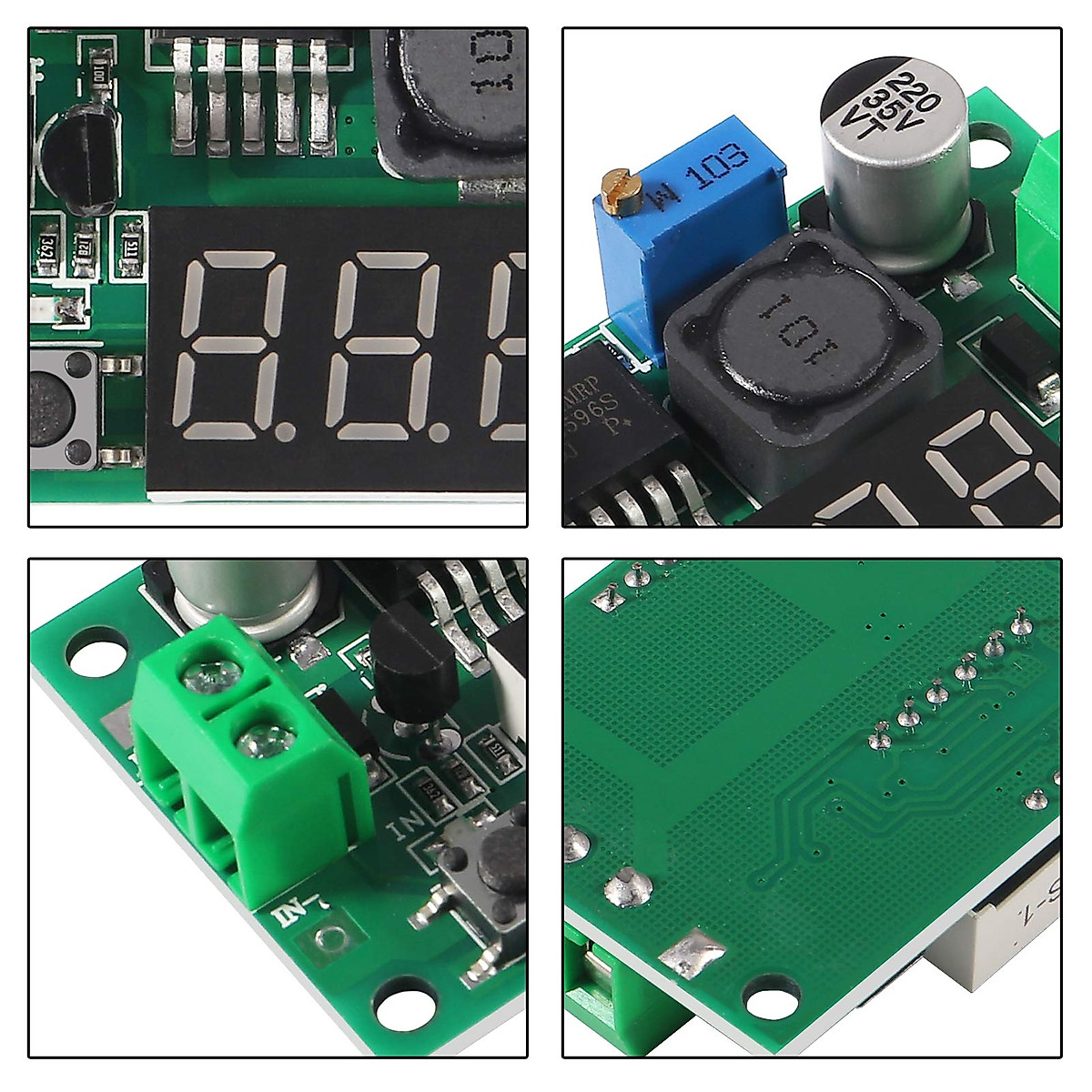 4pcs LM2596 Adjustable DC-DC Step Down Buck Power Convert Module 4.0-40V Input to 1.25-37V Output with LED Voltmeter Display