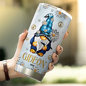 CUBICER Personalized Coffee Tumbler Gnome Jewelry Style Custom Name Cute Birthday Gifts For Women Girls Friends Mom Kids Adults Insulated Cup Travel Mug With Lid Cold Steel Cups