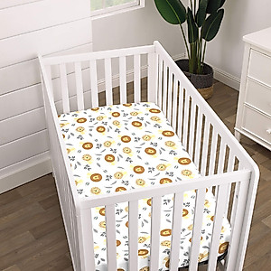 NoJo Lion Brown, Grey and Yellow Fitted Super Soft Crib Sheet