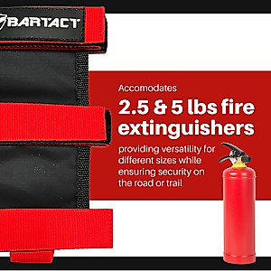 Bartact - Padded Roll Bar Fire Extinguisher Mount for Vehicle Holder with Adjustable Steel Brackets, US Made Anti-Fade Off-Road for Jeep Fire Extinguisher Holder, Jeeps TAOFEHR, Red (2.5-5 lbs)