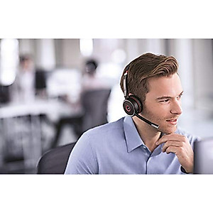 Jabra Evolve 75 UC Stereo Wireless Bluetooth Headset / Music Headphones Including Link 370 (U.S. Retail Packaging), Black (Renewed)