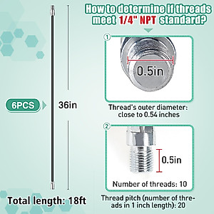 18 FT Total Fiberglass Chimney Cleaning Rod- Chimney Brush Rod for 1/4" NPT Brushes- Fiberglass Extension Rod Chimney Hearth Fireplace (6Pcs 3 FT Each)