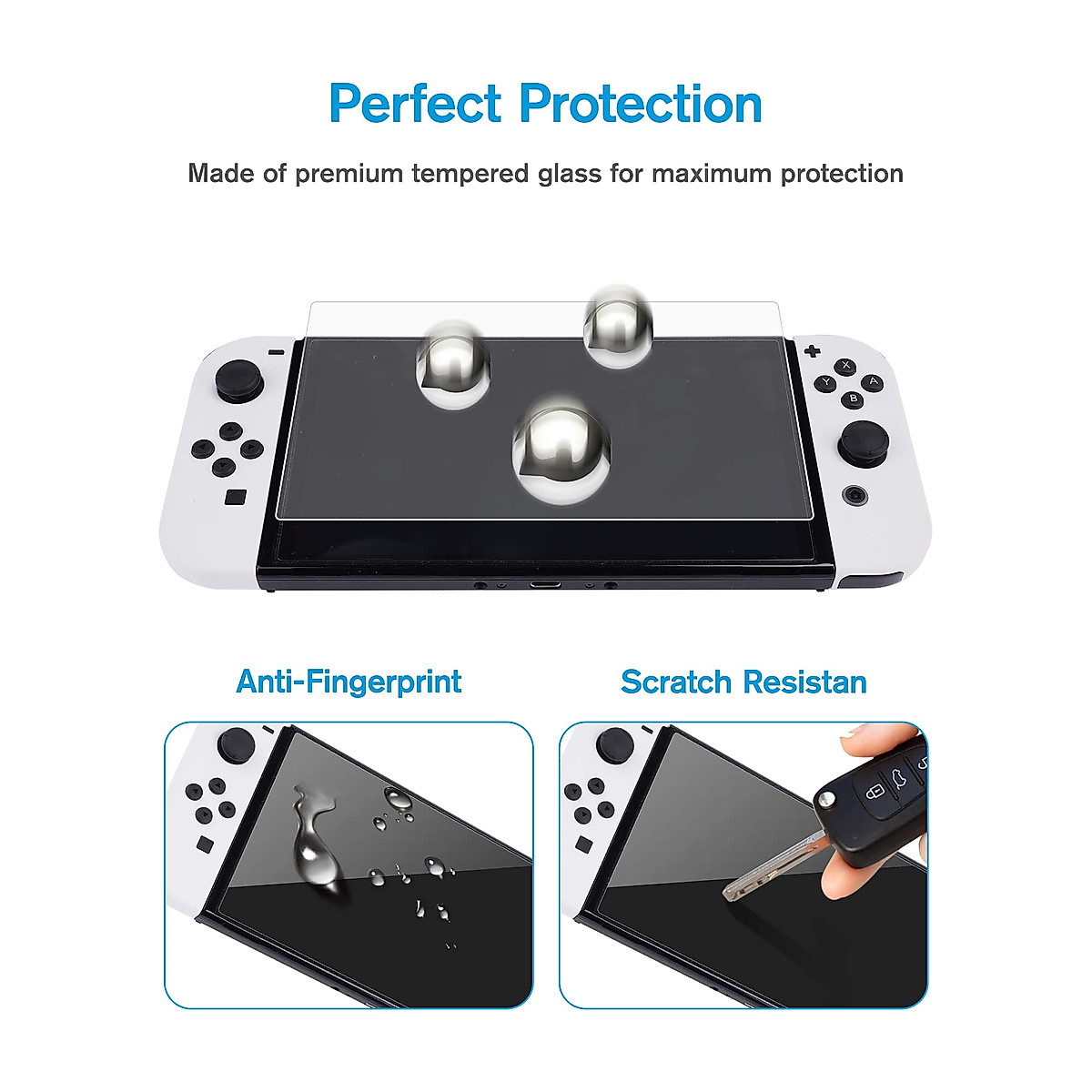 MOBDIK Tempered Glass Screen Protector for Nintendo Switch OLED Model 2021 EZ Kit, Automatic Alignment, 2 Pack