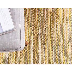 Rugs.com Chindi Cotton Collection Rug – 2' x 3' Yellow Flatweave Rug Perfect for Living Rooms, Large Dining Rooms, Open Floorplans
