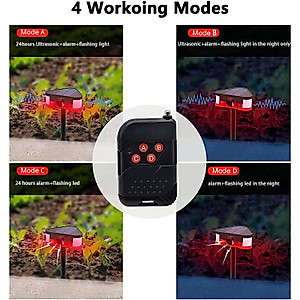 Solar Sound Light Alarm: 360°Motion Alarm Solar Strobe Light with Remote Controller, 129db Siren Sound Motion Detector IP65 Waterproof 4 Work Mode for Home, Farm, Barn, Yard, Chicken (Green+Red)