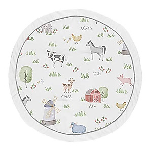 Sweet Jojo Designs Farm Animals Boy Girl Baby Playmat Tummy Time Infant Play Mat - Watercolor Farmhouse Horse Cow Sheep Pig