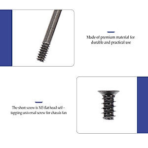 ULTECHNOVO Computer Cooling Fan Mount Screw, Black Computer Fan Case Screws Set, Flat Head Tapping Screw Set Long Short Screws (30pcs Long & 30pcs Short Screws Black)