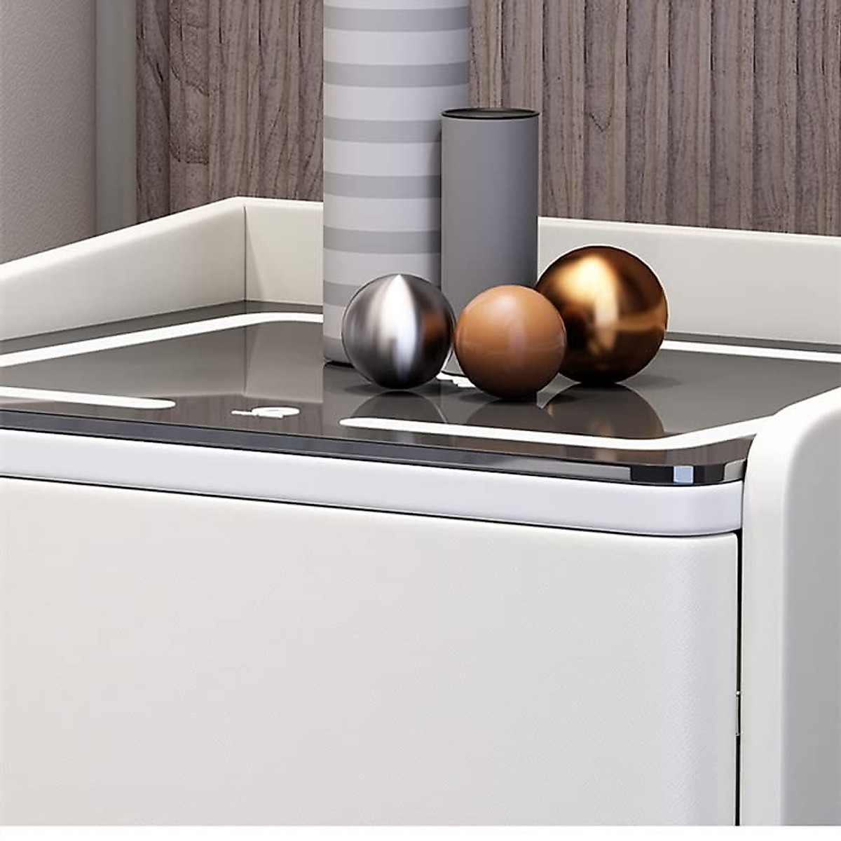 DLOETT Creative Smart Bedside Table with Wireless Charging Style USB Bedroom Nightstands LED Light Side Cabinet (Color : Black-JoJo's Bizarre Adventure1, Size : E)