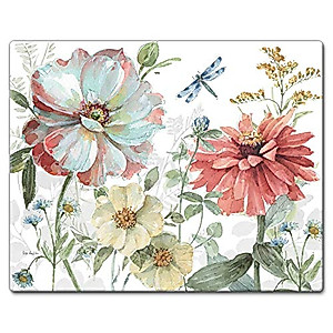 CounterArt Spring Meadow 3mm Heat Tolerant Tempered Glass Cutting Board 15” x 12” Manufactured in the USA Dishwasher Safe