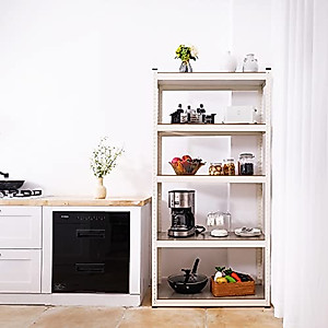 JINZEHUIH 5 Tier Storage Shelves, 36" W x 15.8" D x 72" H 2755 LBS Garage Storage Heavy Duty Metal Shelving, Adjustable Storage Utility Rack Shelf Unit for Kitchen Pantry Garage Office, White