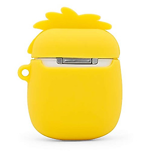 YONOCOSTA Cute Airpods Case, Airpods 2 Case, Pineapple Cool Funny 3D Fruit Shaped Full Protection Shockproof Soft Silicone Charging Case Cover Skin with Keychain for Airpods 1&2
