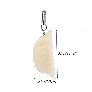 Graywhsky Simulation of Large Dumplings Keychain PVC Plastic Dumplings Alloy Door Clasp Pendant Fun Food Ornaments Props Stained Glass Window Hangings Flowers (White, A)