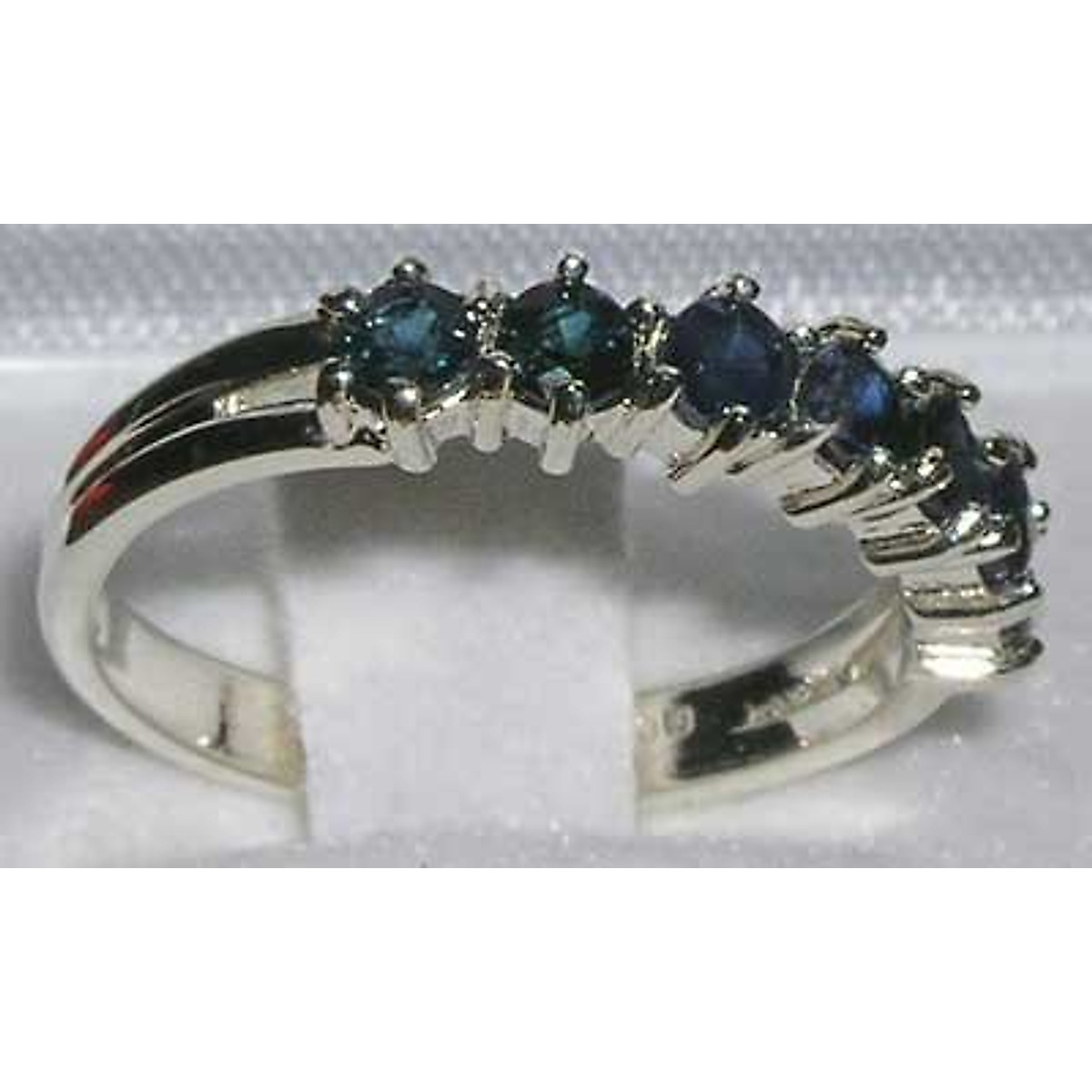 925 Sterling Silver Natural Sapphire Womens Eternity Ring - Size 5