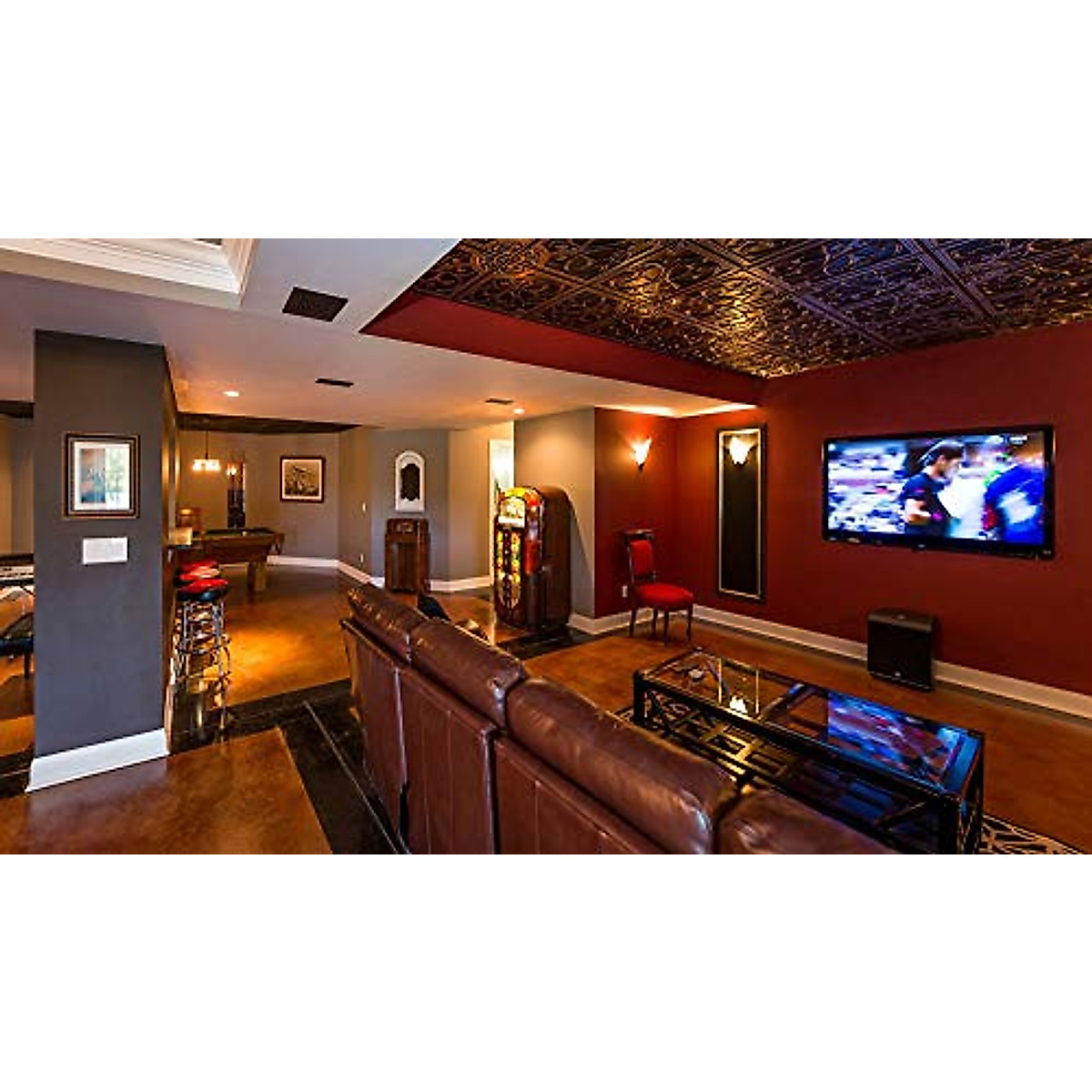 Lilies and Swirls-Faux Tin Ceiling Tile - Antique Copper 25-Pack