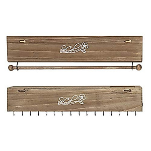 SoCal Buttercup Rustic Necklace and Jewelry Organizer - Hanging Wall Mount Display - Mounted Wooden Holder for Earrings, Necklaces, Bracelets, and Many Other Accessories (Two Piece, Rustic)