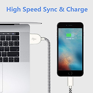 iPhone Charger Cable MFi Certified Lightning Cord 5Pack 3FT/6Foot/10Feet Sharllen Nylon Braided iPhone Charger USB Fast Charging&Syncing Wire Compatible iPhone12/11Pro/XS/Max/XR/X/8P/7/6/iPad White