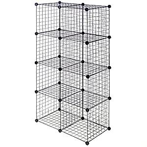 Tangkula Metal Wire Cube Storage, 8-Cube Stackable Free Standing Cubby Storage Organizer Shelf, Modular Shelving Grids, DIY Bookcase Closet Wardrobe Organization Storage Cubes