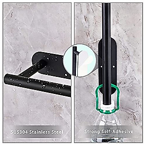 Paper Towel Holder Black, Paper Towel Holder Under Cabinet, Stainless Steel Wall-Mounted Paper Towel Holder - Self-Adhesive or Drilled for Kitchen, Pantry