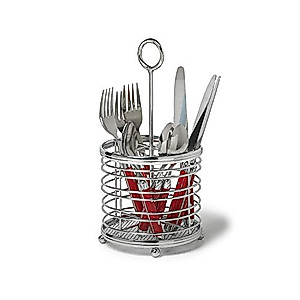 Spectrum Diversified Contempo Caddy Cutlery, Modern Dining Table Décor & Kitchen Organization, Silverware Holder with Handle, Chrome