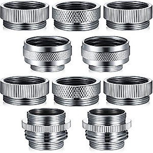 Hotop Faucet Adapter Kit, Brass Aerator Adapter Male Female Sink Faucet Adapter Connecting Garden Hose, Water Filter, Standard Hose via Diverter (10 Pieces)
