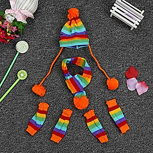 POPETPOP Dog Costume Towel Set 6Pcs s Hat Scarf Leg Warmers Set - Winter Warm Small Dogs Striped Knitted Clothes for Puppy Dogs Cats Towel Sets Dog Christmas Scarf