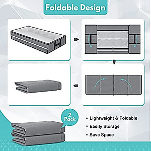 GARPROVM Under Bed Storage Bags, Organizer Container Clothes Storage Foldable Bags for Clothing, Sweaters, Comforter, Blanket, Pillows,Toys