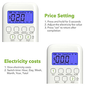 HBN Watt Meter Plug with Backlight, Plug-in Socket Power Meter Electricity Usage Monitor Consumption Home Electrical Energy Monitor, Voltage Amps Wattage Electricity Usage Tester, 9 Display Modes