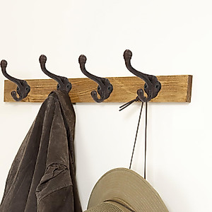 Peohud 10 Pack Cast Iron Coat Hooks, Rustic Wall Hooks, Wall Mounted Farmhouse Coat Hangers, Heavy Duty Double Hooks for Hanging Coats, Bags, Caps, Hats, Towels, Keys