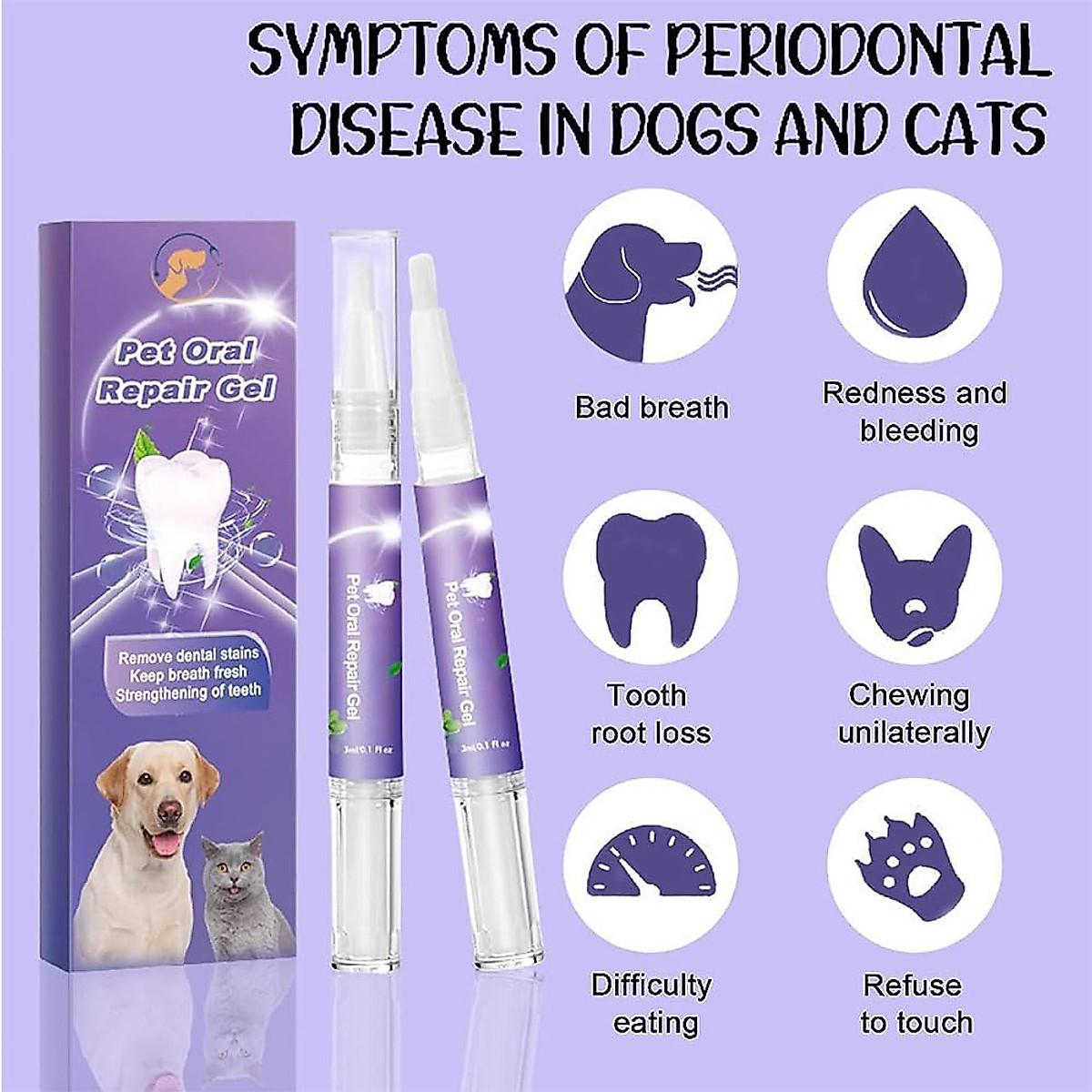 JITEM Pet Oral Care Gel, Pet Teeth Cleaning Pen, Pet Teeth Oral Care Gel for Eliminate Bad Breath, Reduces Plaque & Tartar Buildup Without Brushing (1pc)