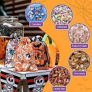 HRX Package 100pcs Halloween Organza Bags 4x6 inch, Mesh Candy Bags Drawstring, Small Goodie Bags for Treats, Jewelry, Party Favor
